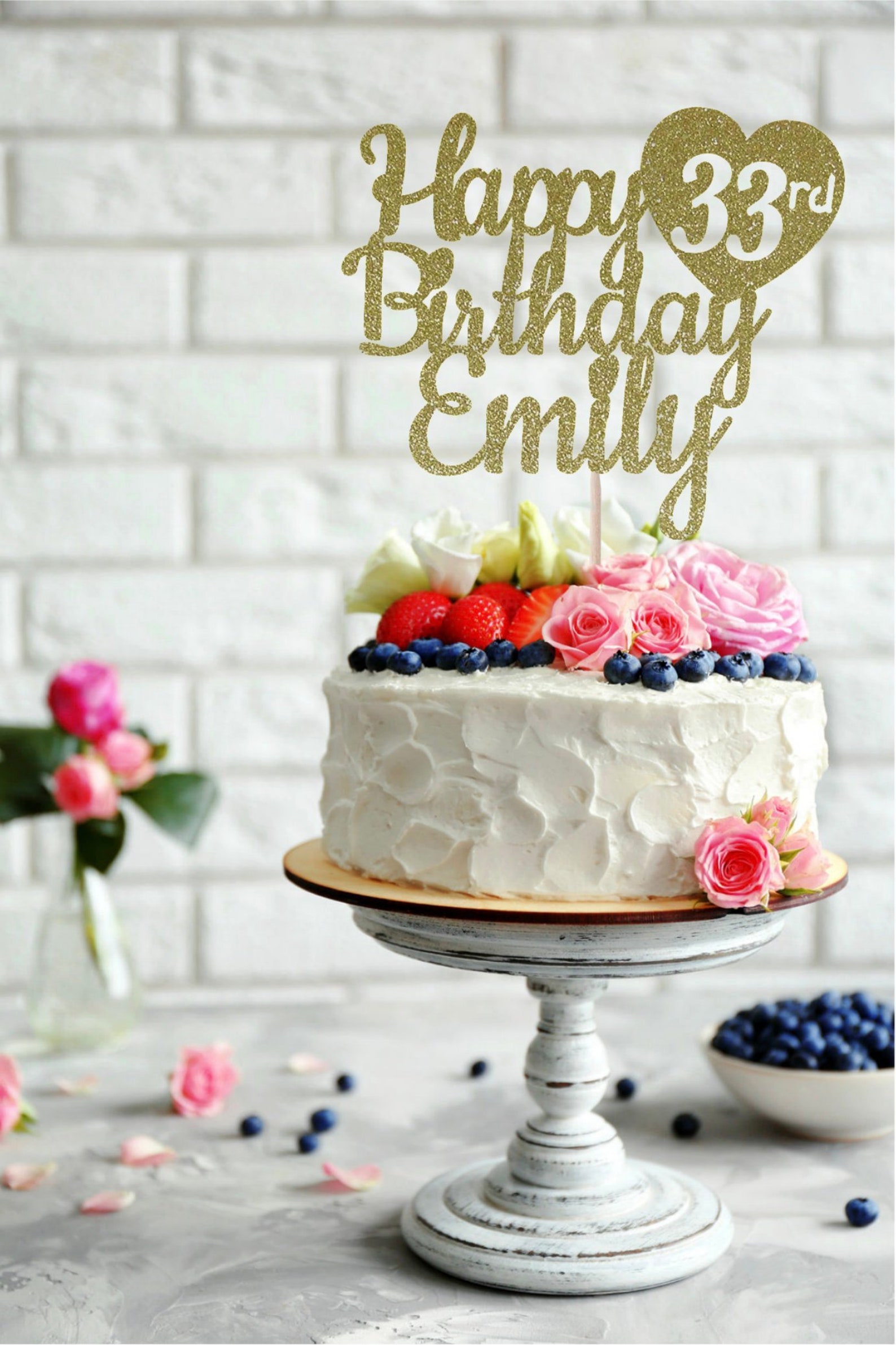 ANY NAME Happy 33rd Birthday Cake Topper Birthday Cake | Etsy