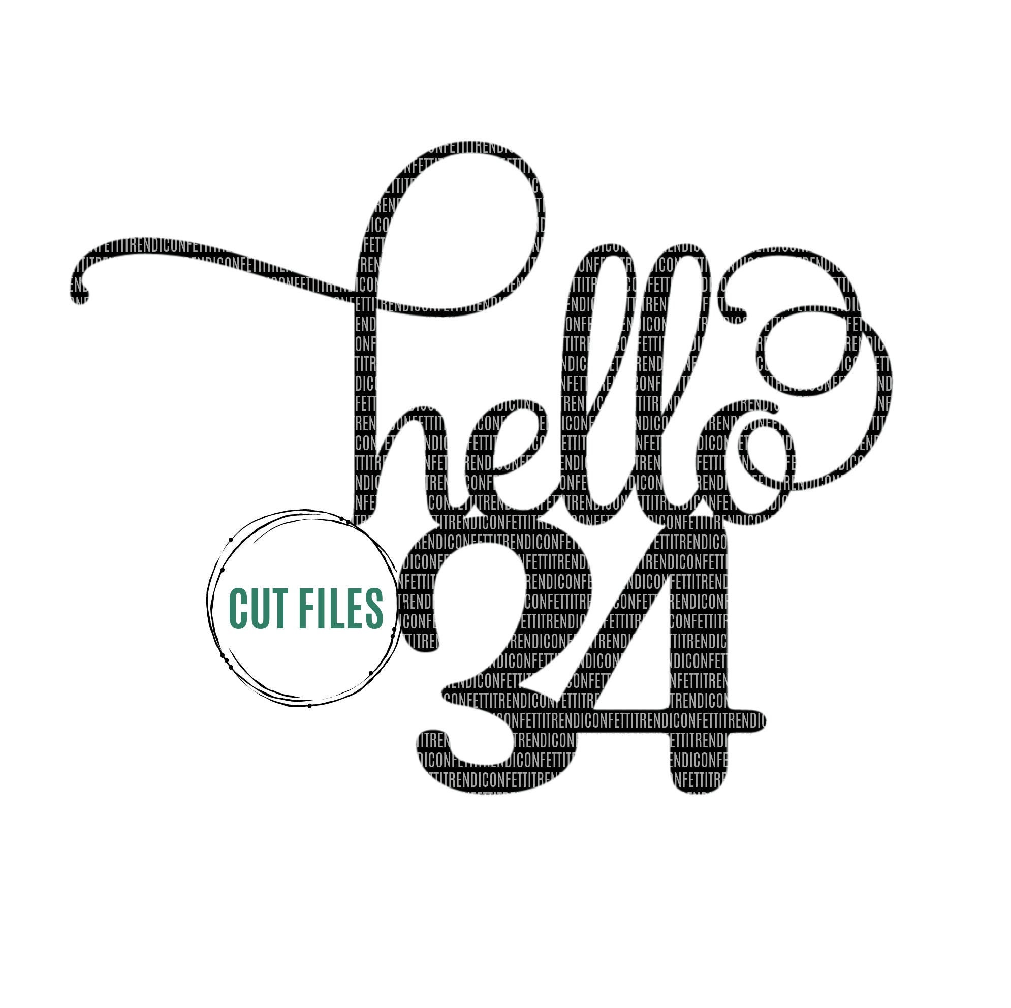 Hello 34 SVG Birthday svg Files Cake Topper svg Birthday | Etsy