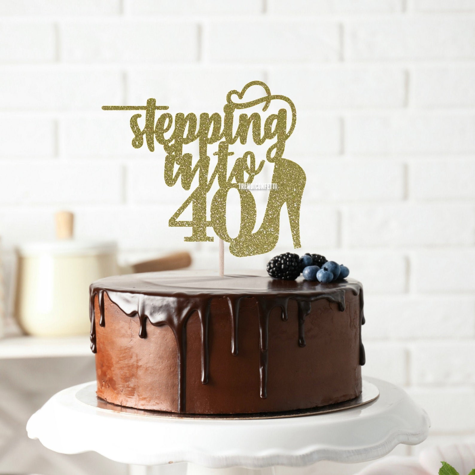 Stepping Into 40 Cake Topper Birthday Cake Topper Happy 40th - Etsy