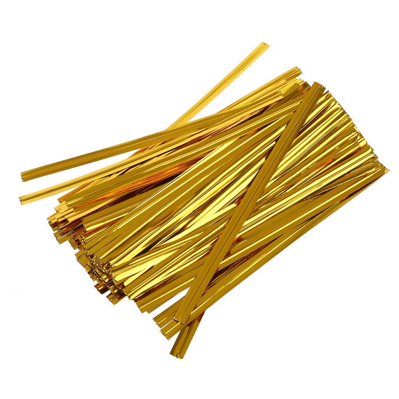 500 Gold Metallic Twist Ties - Etsy