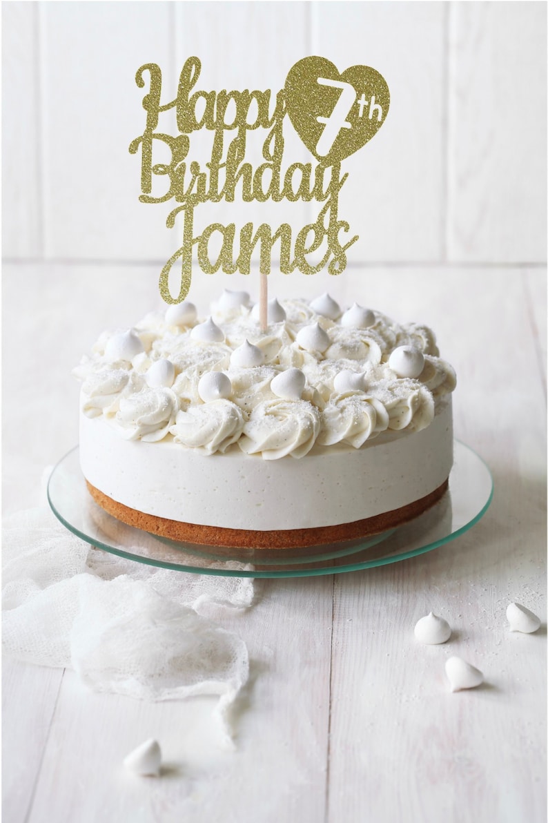 ANY NAME Happy 7th Birthday Cake Topper Birthday Cake Topper | Etsy