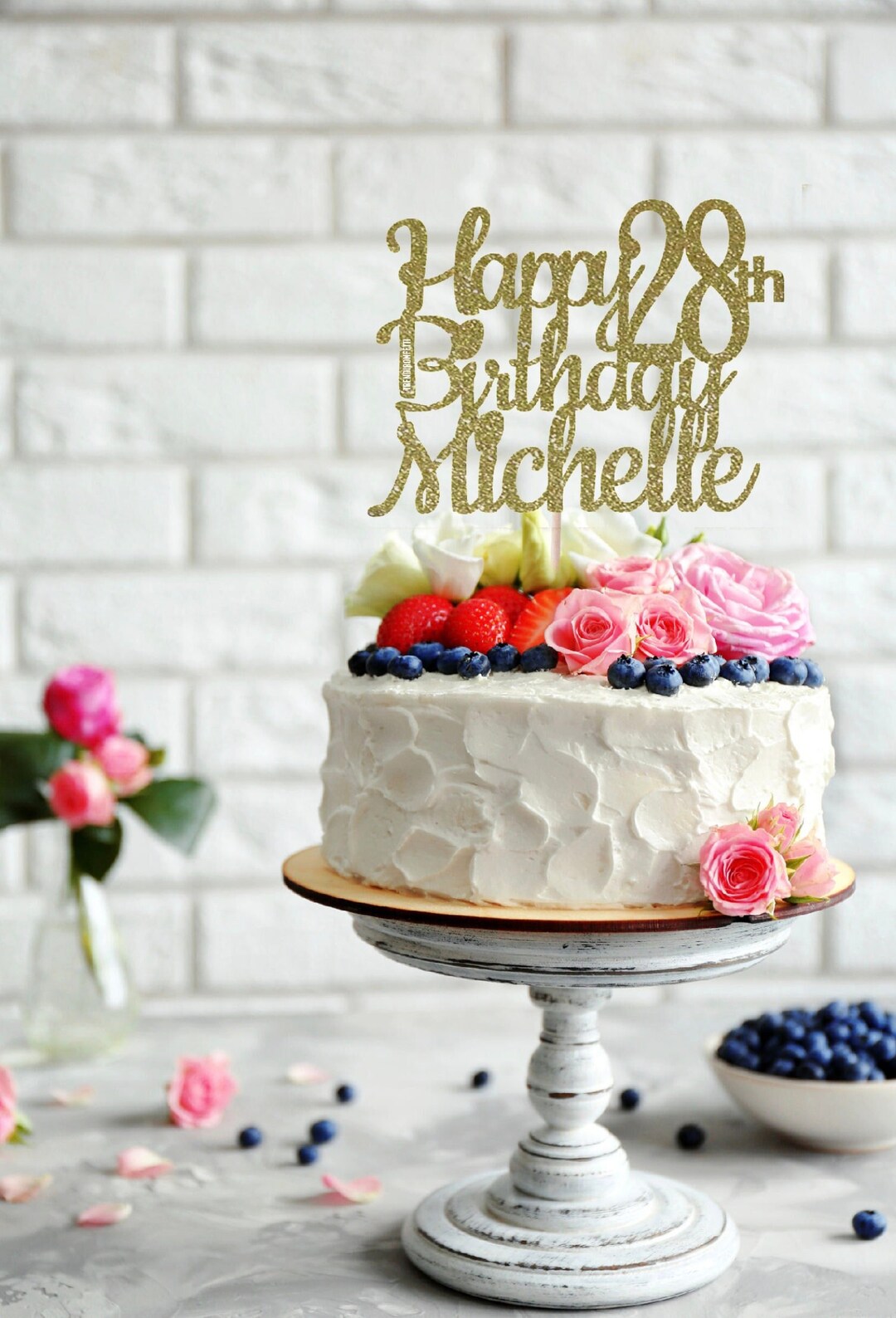 ANY NAME Happy 28th Birthday Cake Topper, Birthday Cake Topper, Custom ...