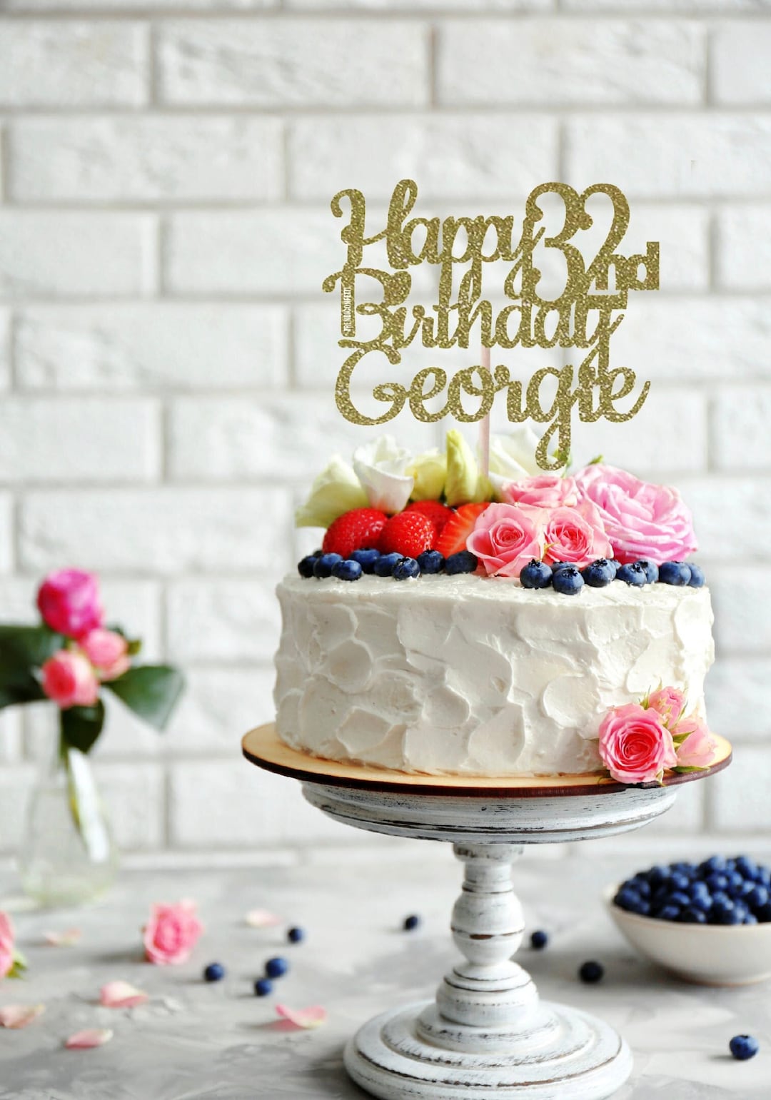 ANY NAME Happy 32nd Birthday Cake Topper, Birthday Cake Topper, Custom ...