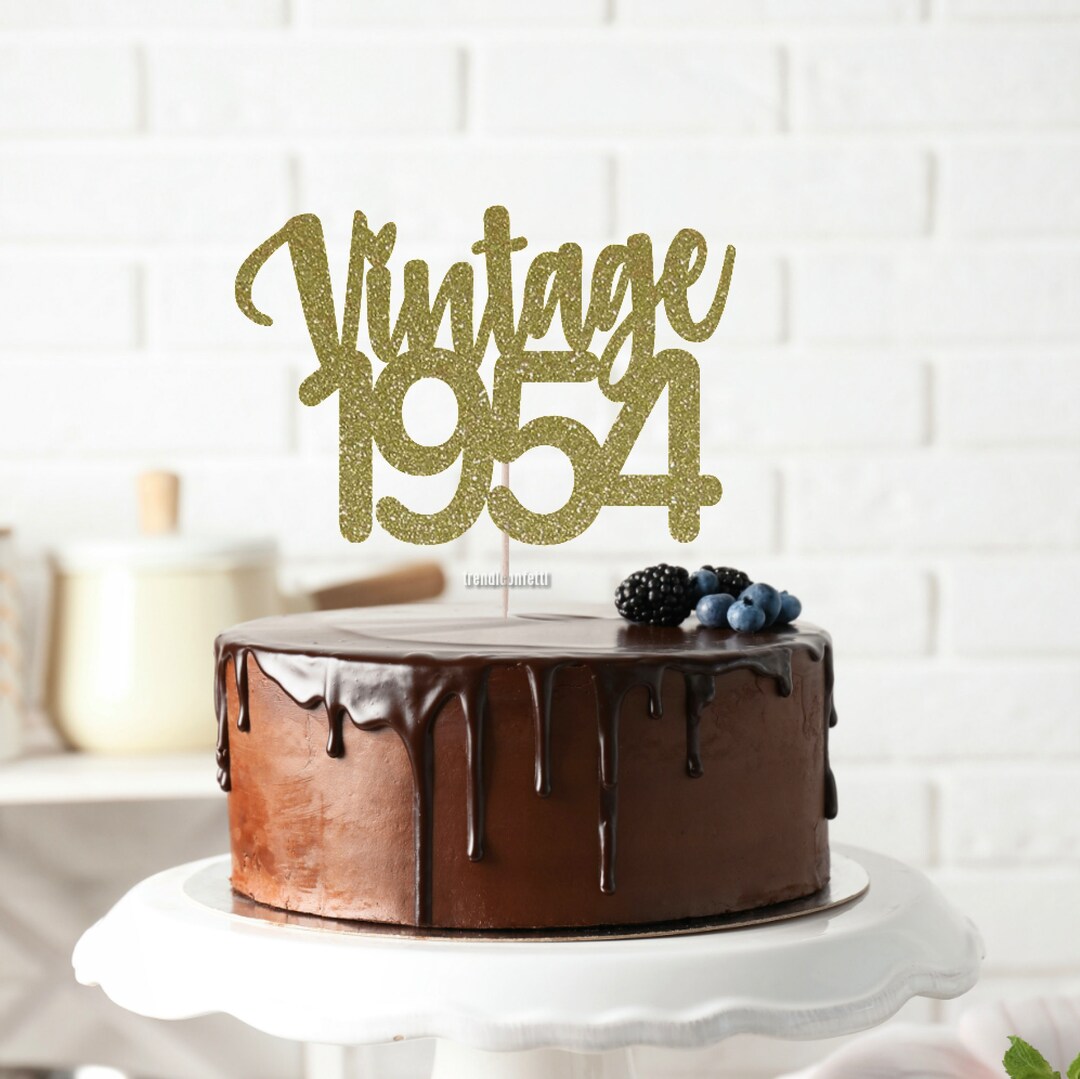 Vintage 1954 Edition Cake Topper, Birth Year Cake Topper, 65th Birthday ...