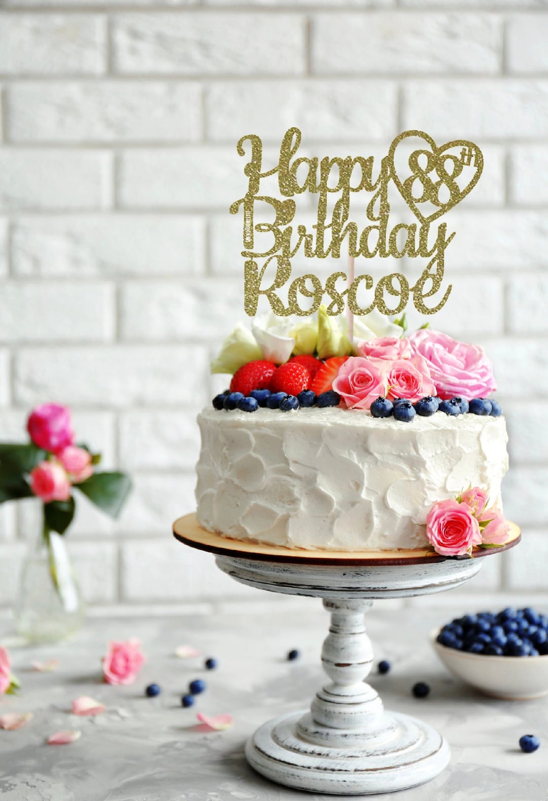 ANY NAME Happy 88th Birthday Cake Topper, 88th Birthday, Birthday Cake ...