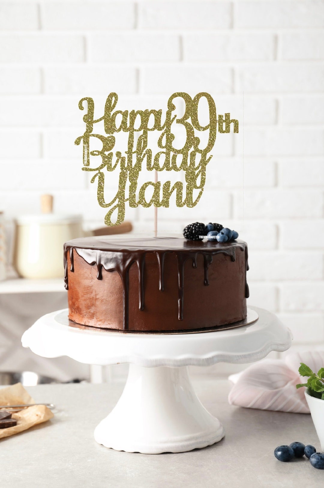 ANY NAME Happy 39th Birthday Cake Topper, 70th Birthday Cake Topper ...