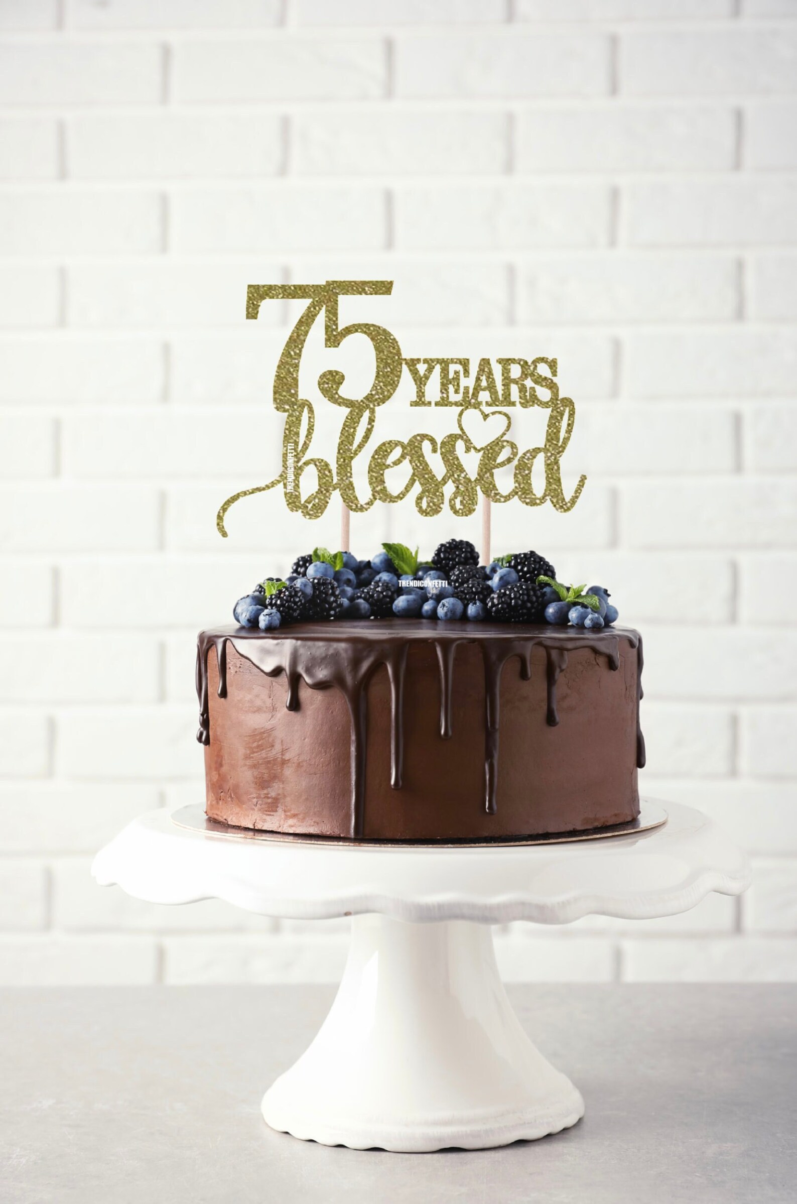 75 Years Blessed SVG, 75th Birthday Svg, Cake Topper Svg, Anniversary ...