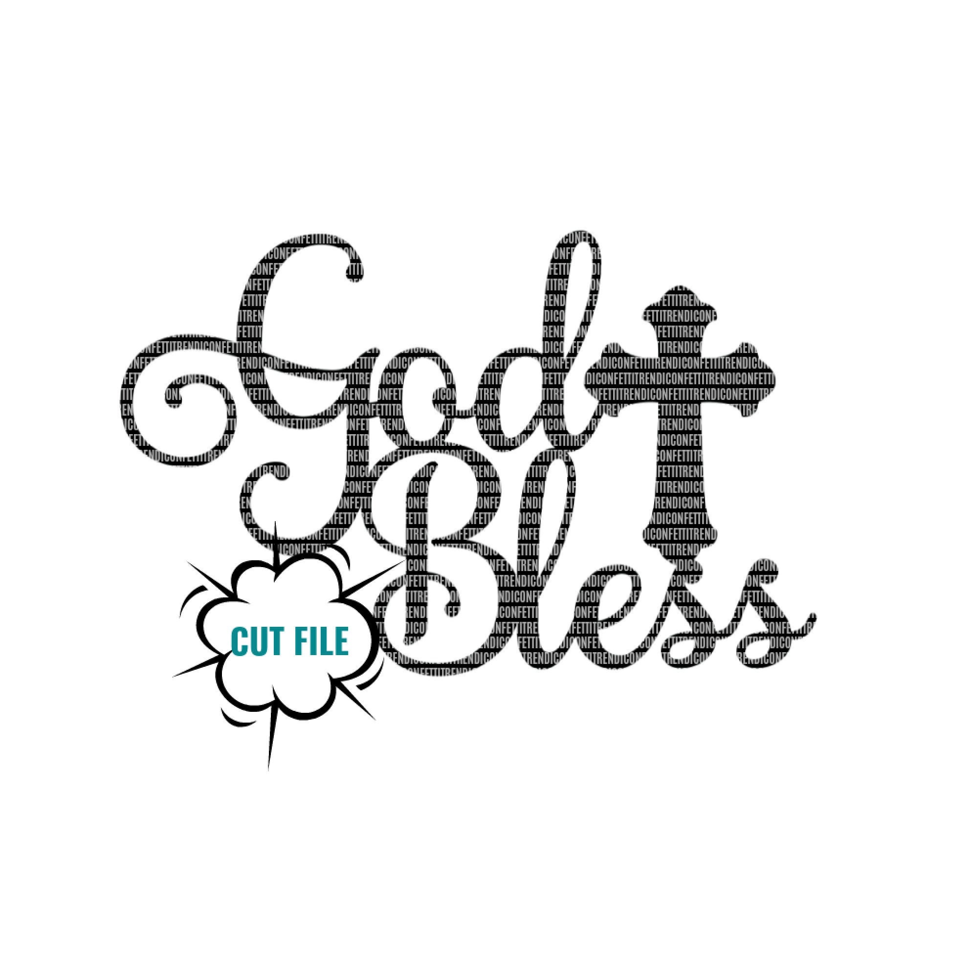 dxf Cut files png God Bless svg Happy Christening svg Cake topper svg ...