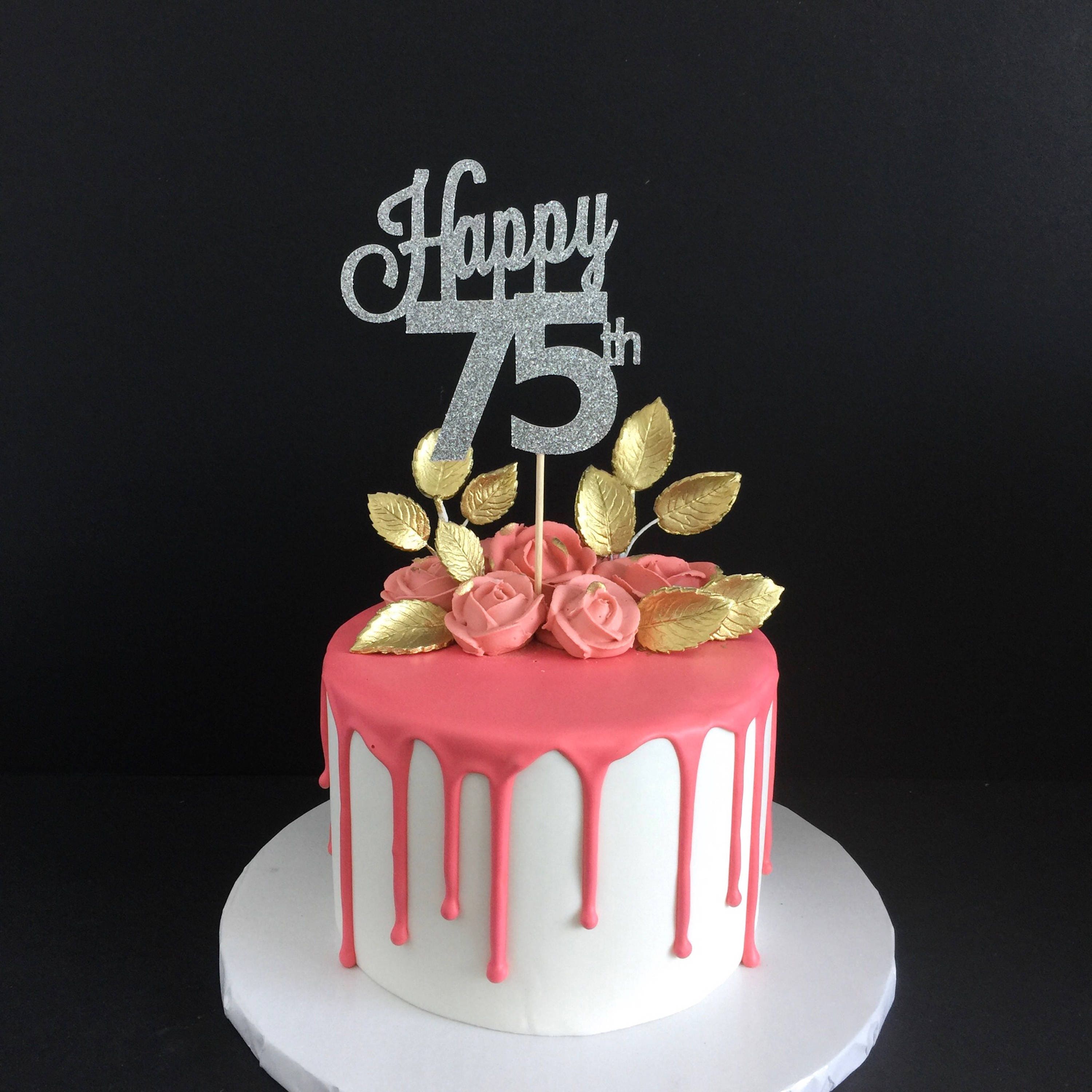 ANY AGE 75th Birthday Cake Topper Happy 75th Cake Topper | Etsy Canada