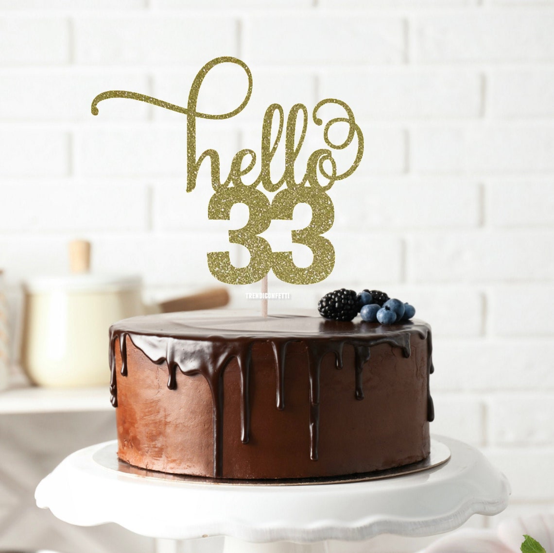 Hello 33 Glitter Cake Topper Any Age Cake Topper 33rd | Etsy Canada