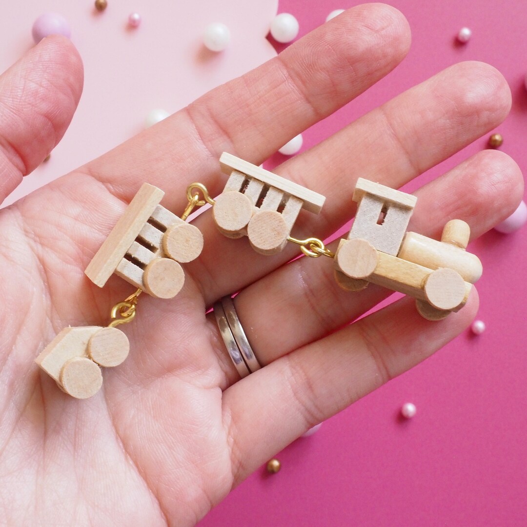 Dollhouse Miniature Wooden Train - Dollhouse Nursery - Train Toy - Etsy