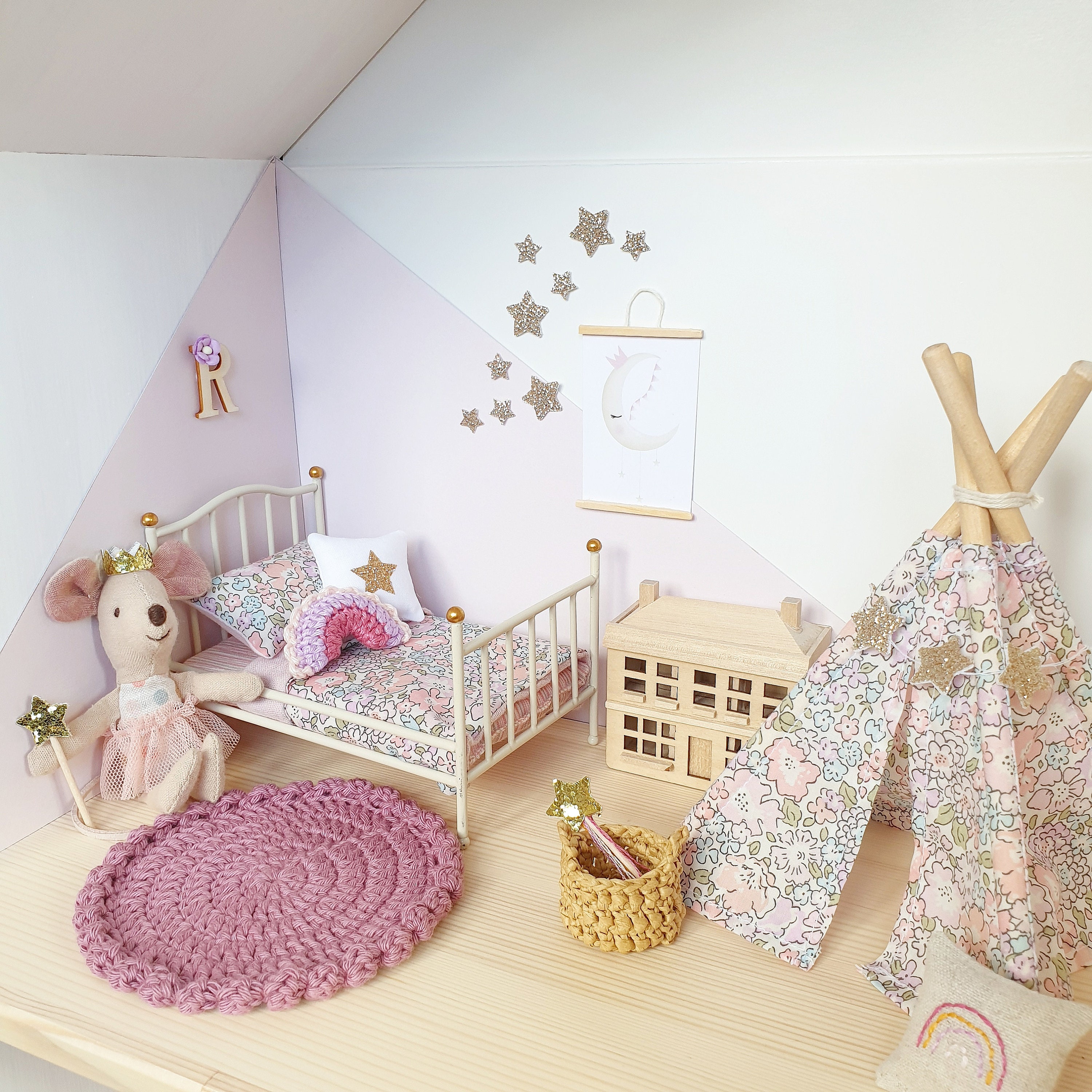 Miniature Modern Dollhouse Teepee - Michelle Liberty Print Mini Tent ...
