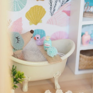 Miniature Shampoo Bottle and Shower Puff - Dollhouse Bathroom ...