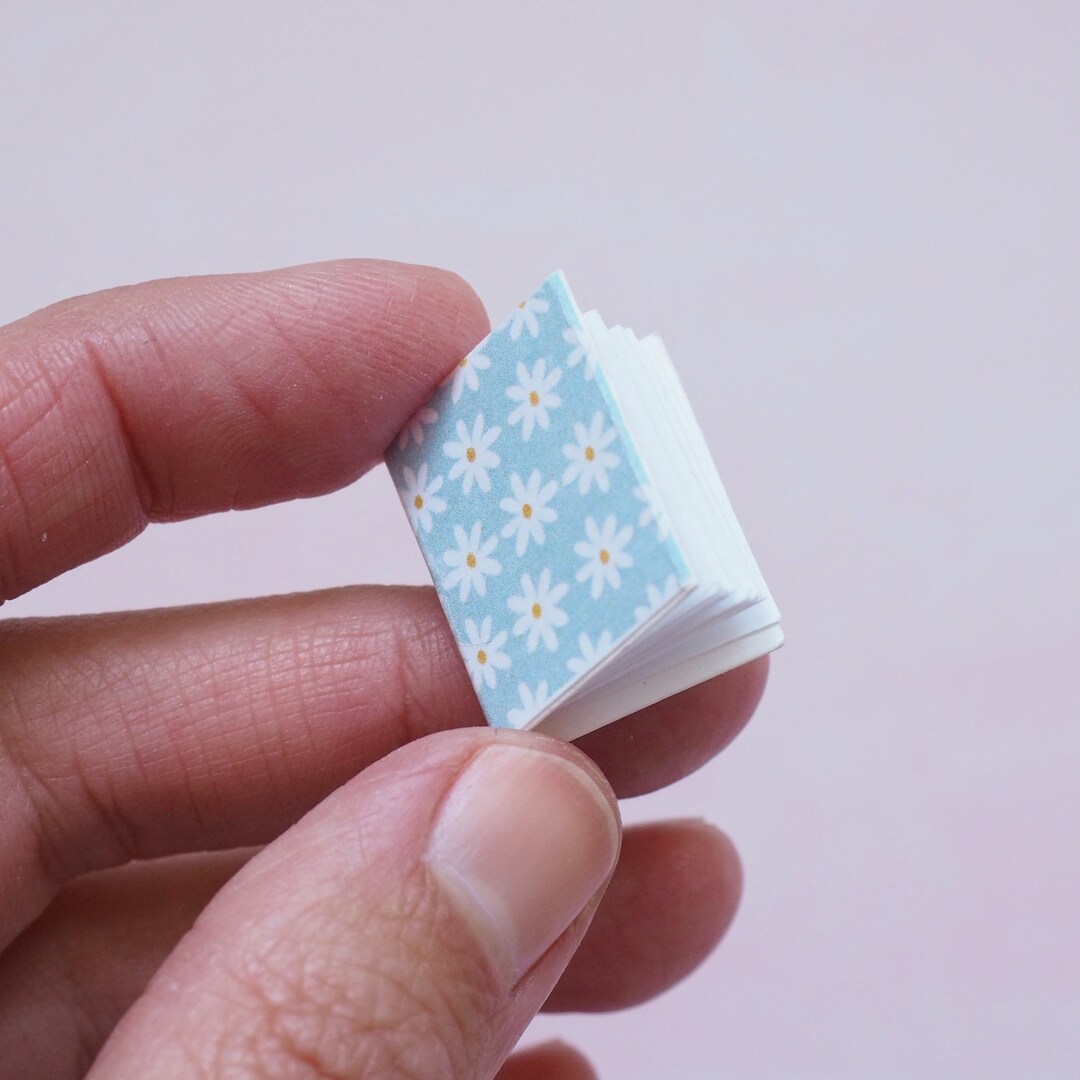 Miniature Book With Blue Floral Cover - Dollhouse Notebook - Dollhouse ...