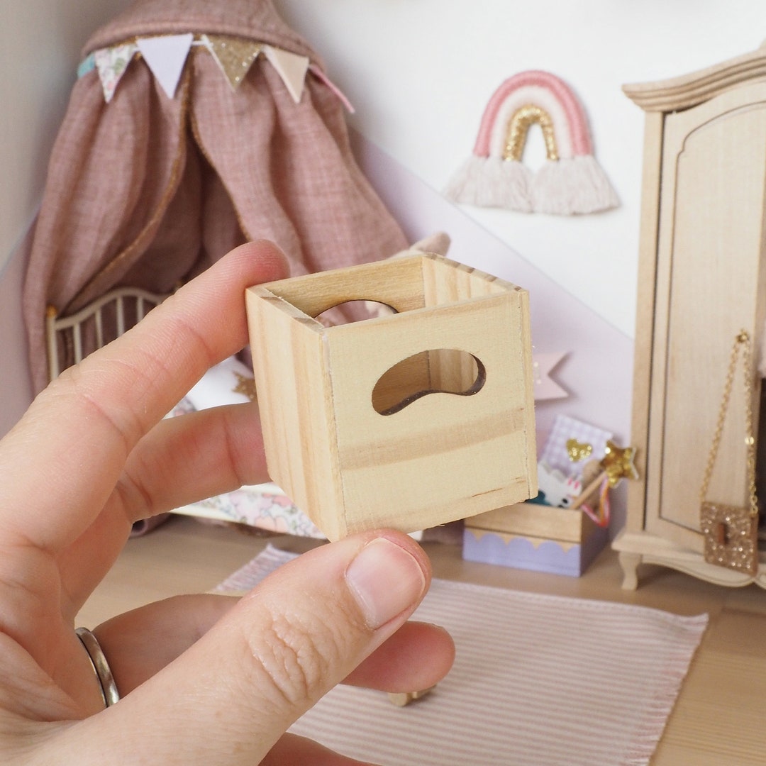 Miniature Wooden Crate - Dollhouse Storage Box - Modern Miniature - Etsy