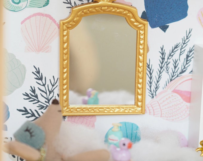 Large Gold Dollhouse Mirror Miniature Mirror Dollhouse Bathroom Mirror ...
