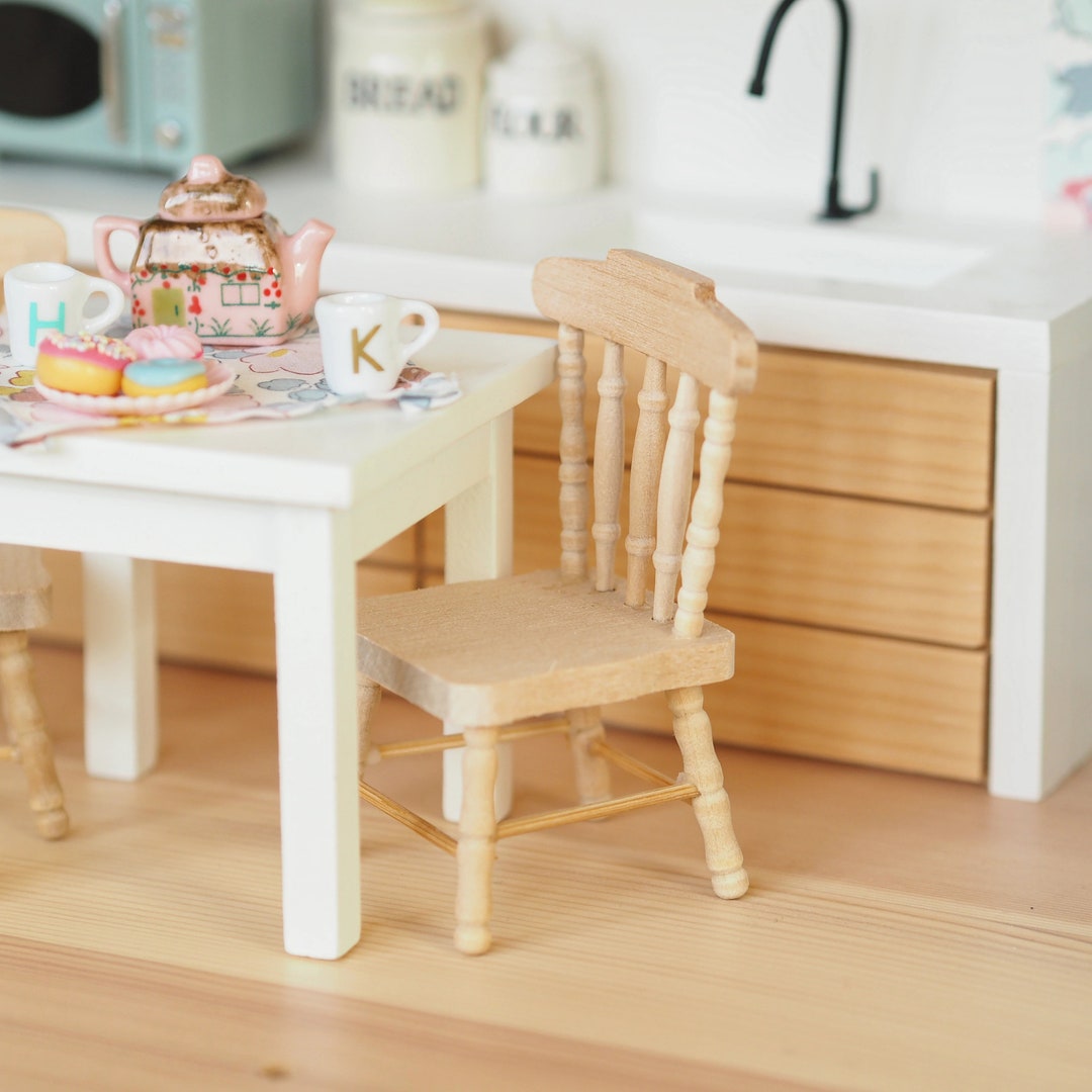 Miniature Bare Wood Spindle Chair - Dollhouse Chair - Kitchen Furniture ...
