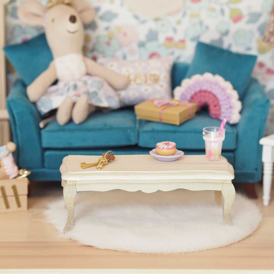 Miniature Wooden Coffee Table - Modern Dollhouse Table - Etsy