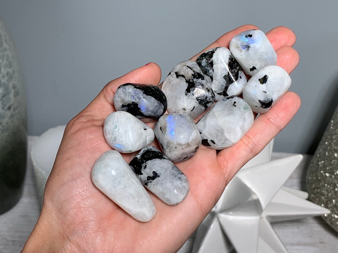 Medium Rainbow Moonstone, Tumbled Rainbow Moonstone, Blue Flash ...