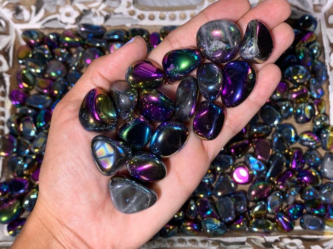 Dark Titanium Aura Quartz, Aura Quartz Stone, Electroplated, Ionized ...