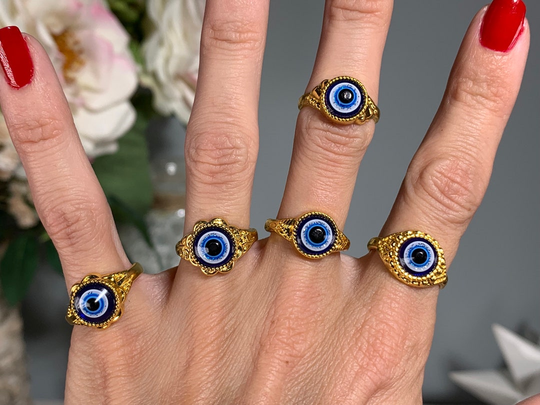 Gold Evil Eye Ring, All Seeing Eye Ring, Protection Ring, Evil Eye ...