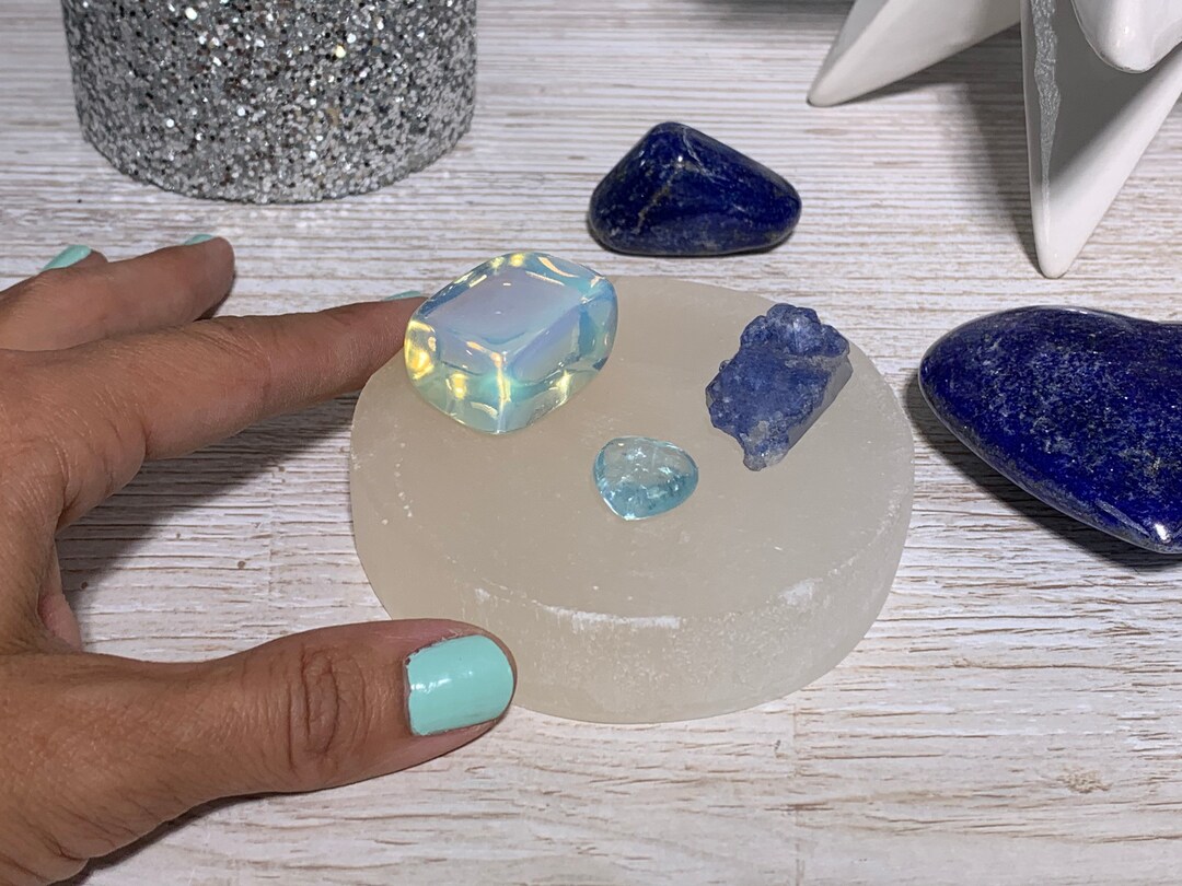 3 Orange & White Selenite Coaster Selenite Charging - Etsy