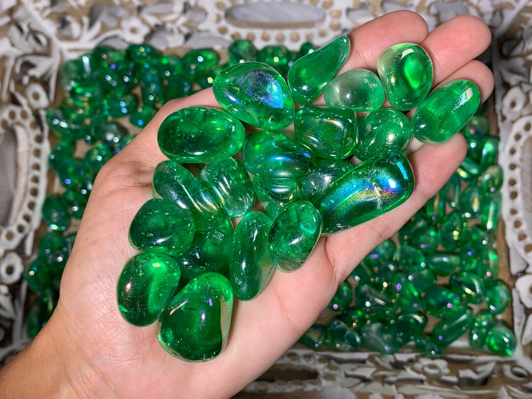 Green Aura Quartz, Aura Quartz Stone, Electroplated Quartz, Ionized ...