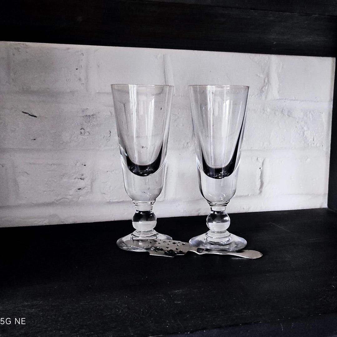 Antique French Absinthe Glass Set With Spoon Hand Blown Drinking ...