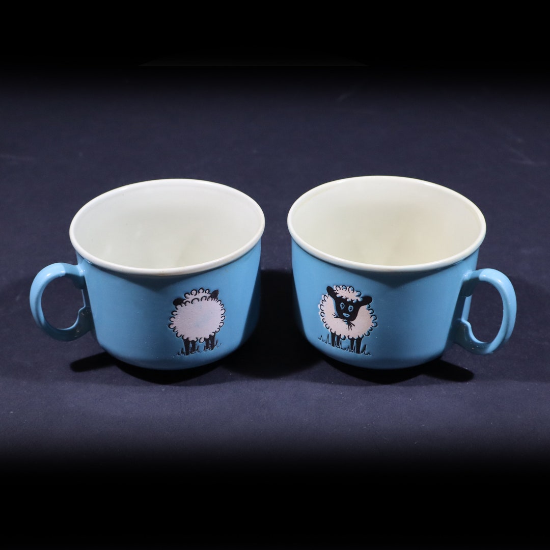 Vintage Ceramic Sheep Tea Bowl Set, Just Mugs Blue Mugs Made in England ...