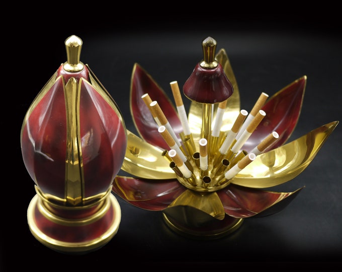 Art Deco Lotus Flower Cigarette Dispenser - Etsy