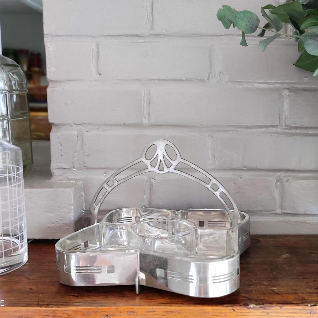 French Silver Plated Art Nouveau Hors D'oeuvres Tray With Cut Glass ...