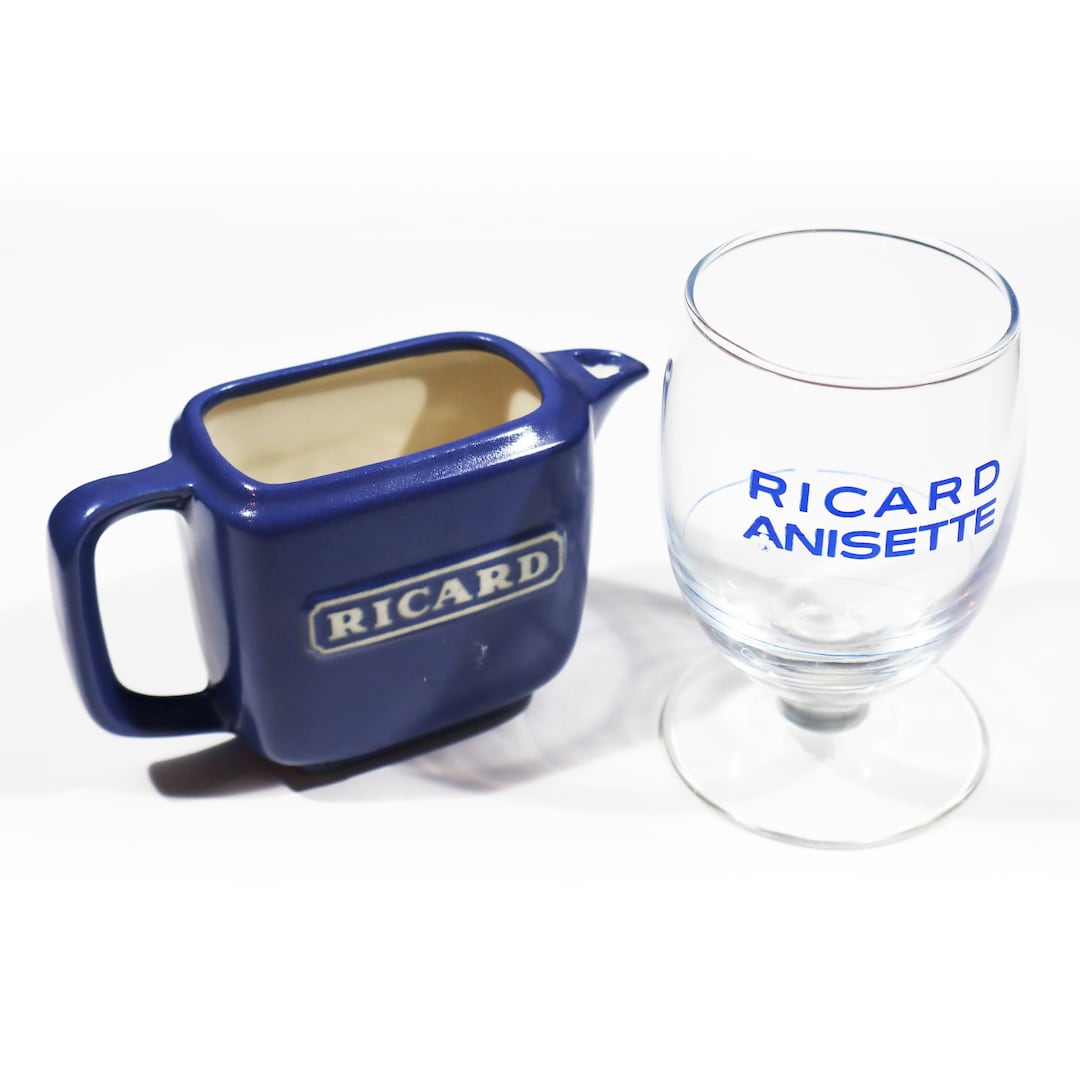 Vintage Ricard Mini Pitcher and Shot Glass Set, French Bistro Barware ...