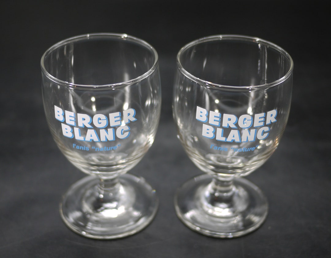French Berger Pastis Glasses Vintage Set of 2 Bistro Balloon Glassware ...