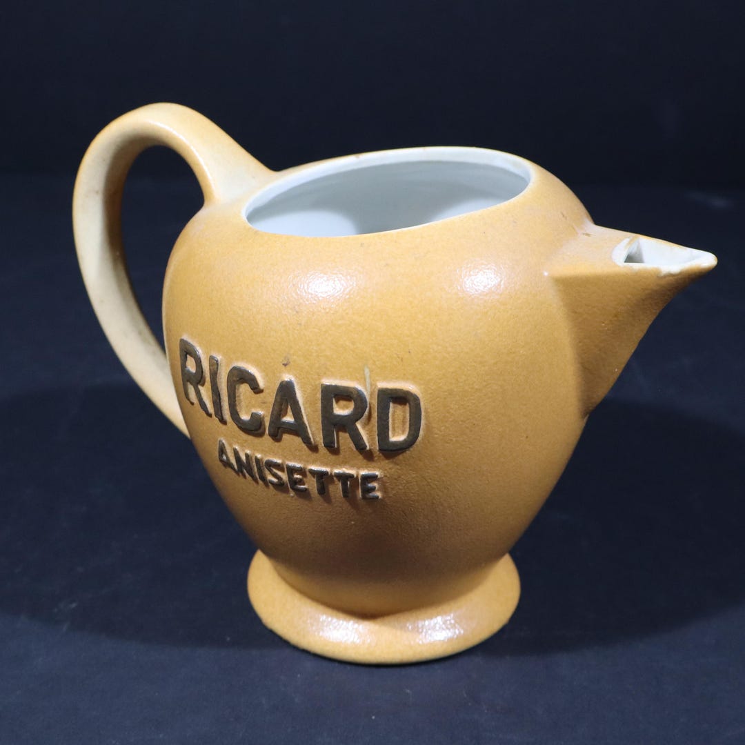 Vintage Ricard Anisette Ceramic Pitcher, Stoneware Water Jug Provence ...