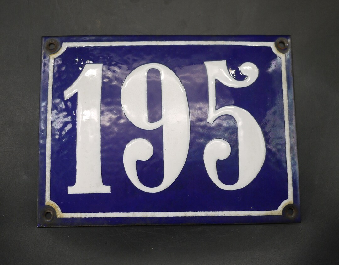Vintage French Enamel House Number 195 Dark Blue Metal Number Sign - Etsy