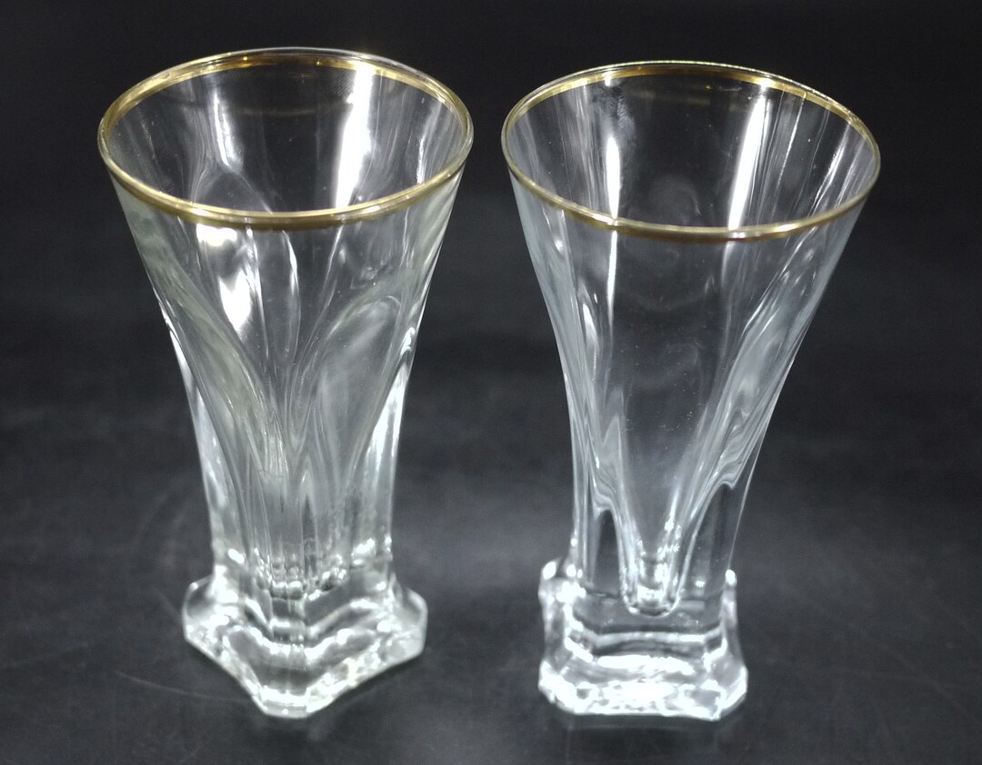 French Pastis Glass Set With Gilded Rims, S/2 - Etsy