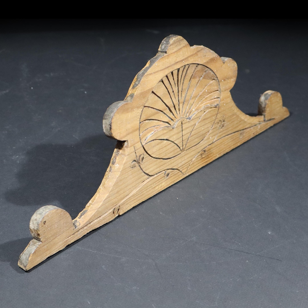 French Vintage Small Wall Over Door Wood Pediment Antique Carved ...
