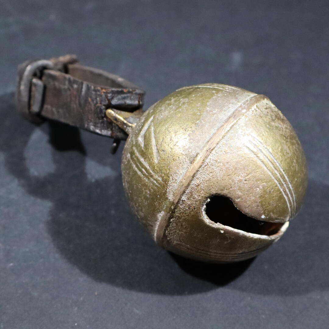 Antique Farm Bell With Leather Strap French Bronze Sleigh Bell Rustic ...