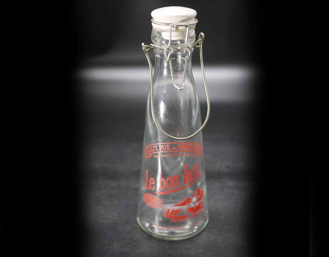 Vintage French Glass Milk Bottle - Le Bon Lait - Etsy