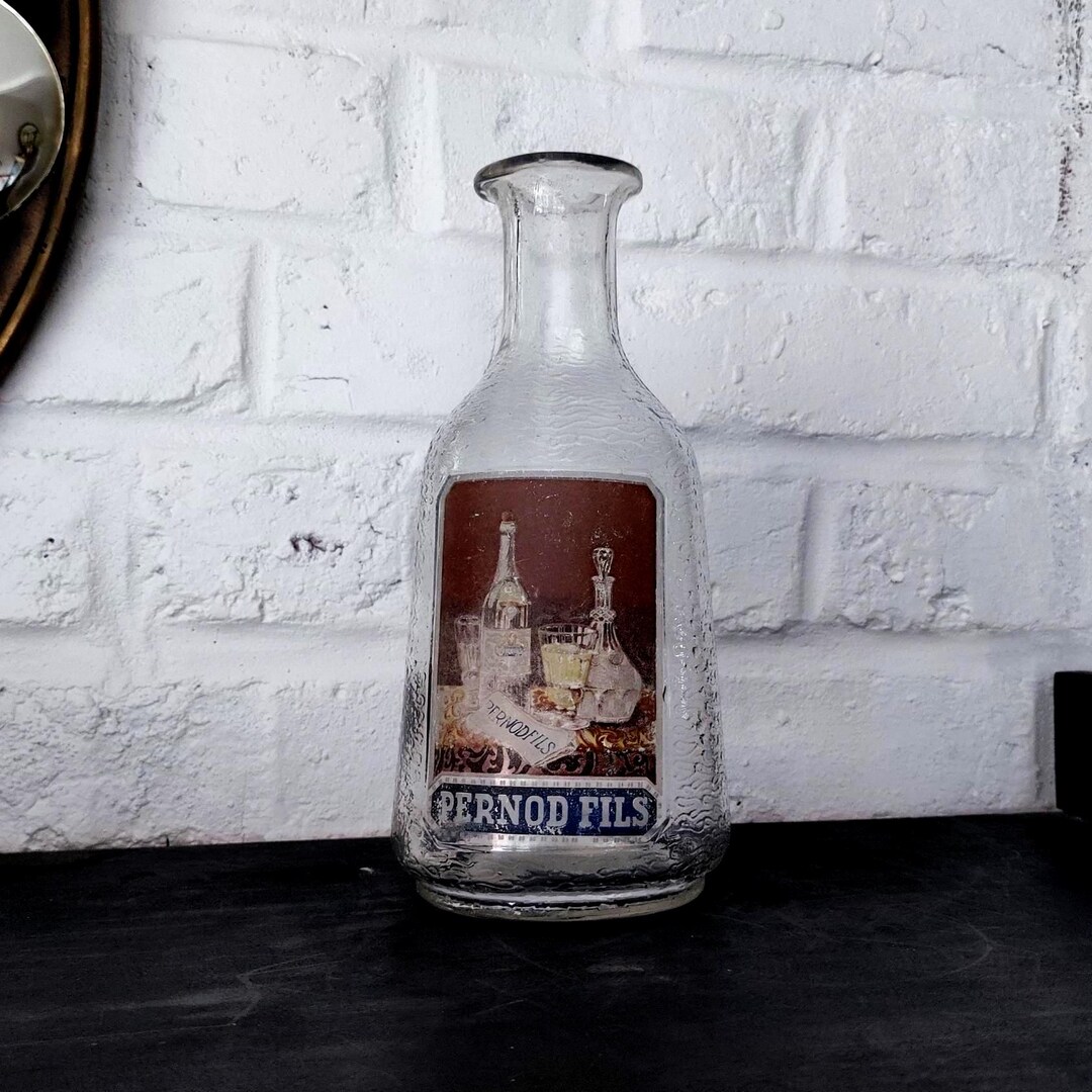 Antique Pernod Fils Glass Water Pitcher, French Collector's Bar Decor ...