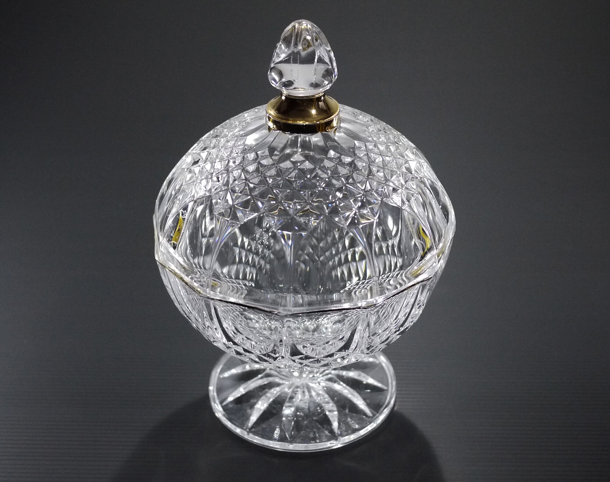 French Vintage Crystal Candy Dish With Lid