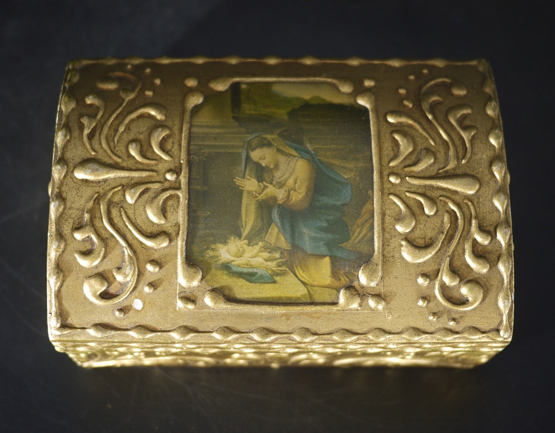 Italian Florentine Gilt Wood Religious Box - Etsy