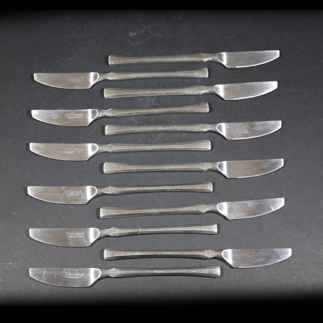 Set of Vintage 12 Knives French Dinner Knife Set Boxed Modern Steel ...