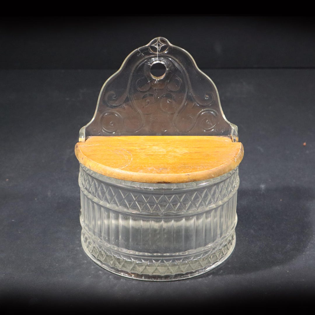 Antique French Salt Box 1920s Glass and Wood Kitchen Storage With ...