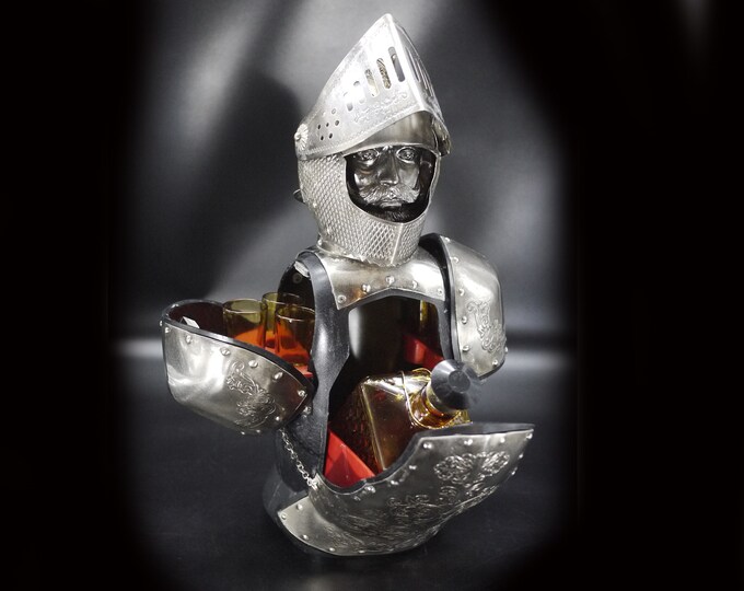 Vintage Knight Bar With Decanter & Shot Glasses Set - Etsy
