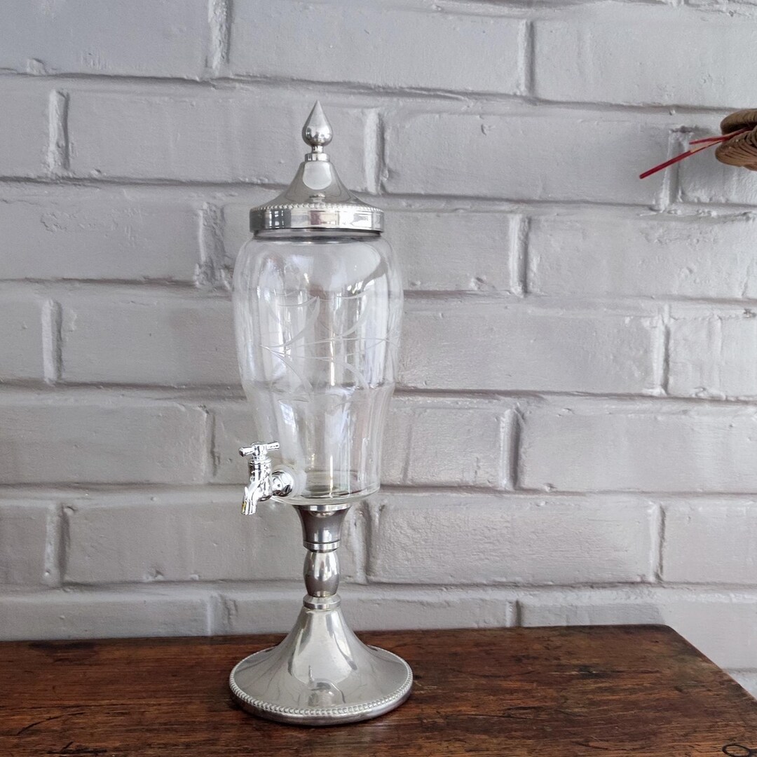 Vintage French Cut Glass Absinthe Fountain on Silver Base, 1950s ...