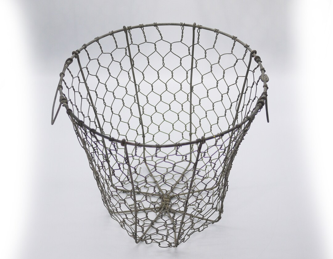 Rustic Farmhouse Wire Laundry Basket - Vintage French Industrial Wire ...