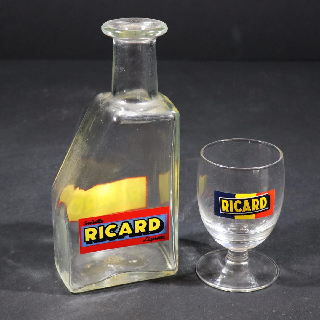 Vintage Ricard Pitcher and Glass Set, French Barware Pastis Glass ...