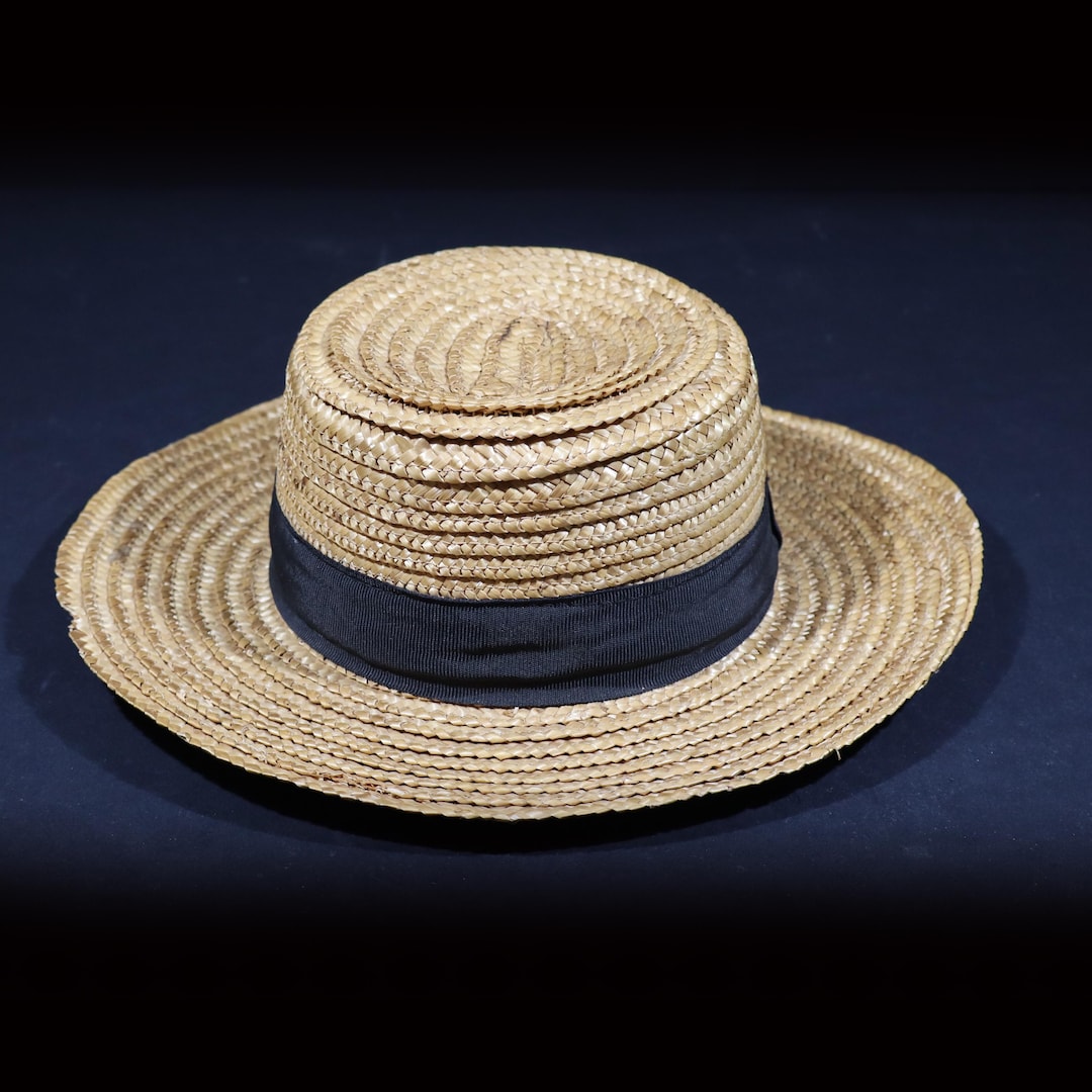 French Straw Boater Hat, Vintage Unisex Straw Hat, Retro Sun Hat - Etsy