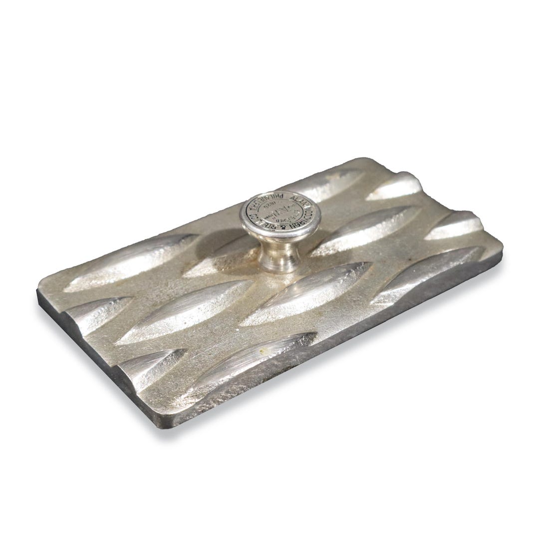 Vintage Alan Wood Steel Paperweight 1930s Chrome Diamond Plate ...